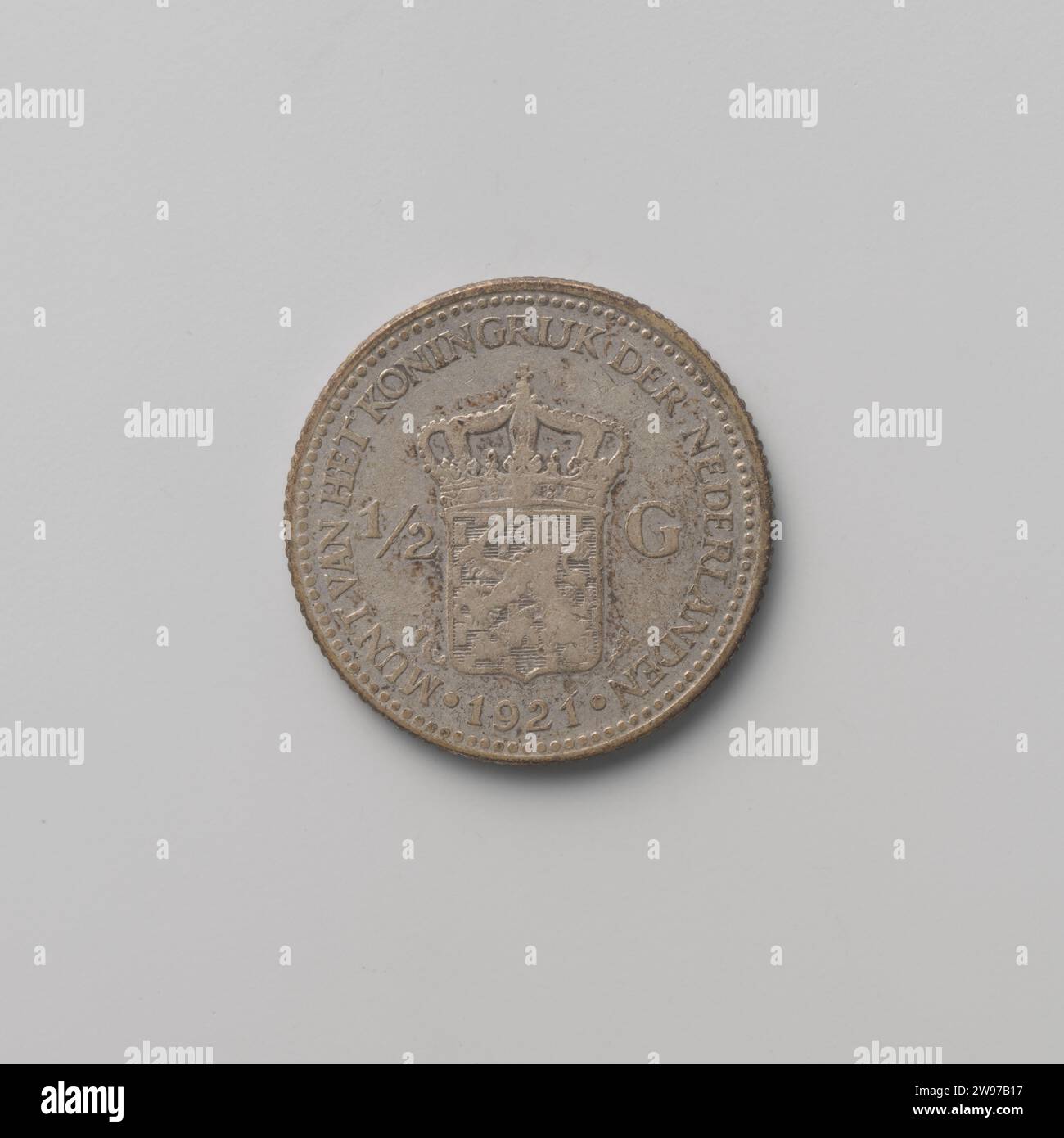Dutch ½ guilder, 1921, Wilhelmina (Queen of the Netherlands), 1921 coin ...