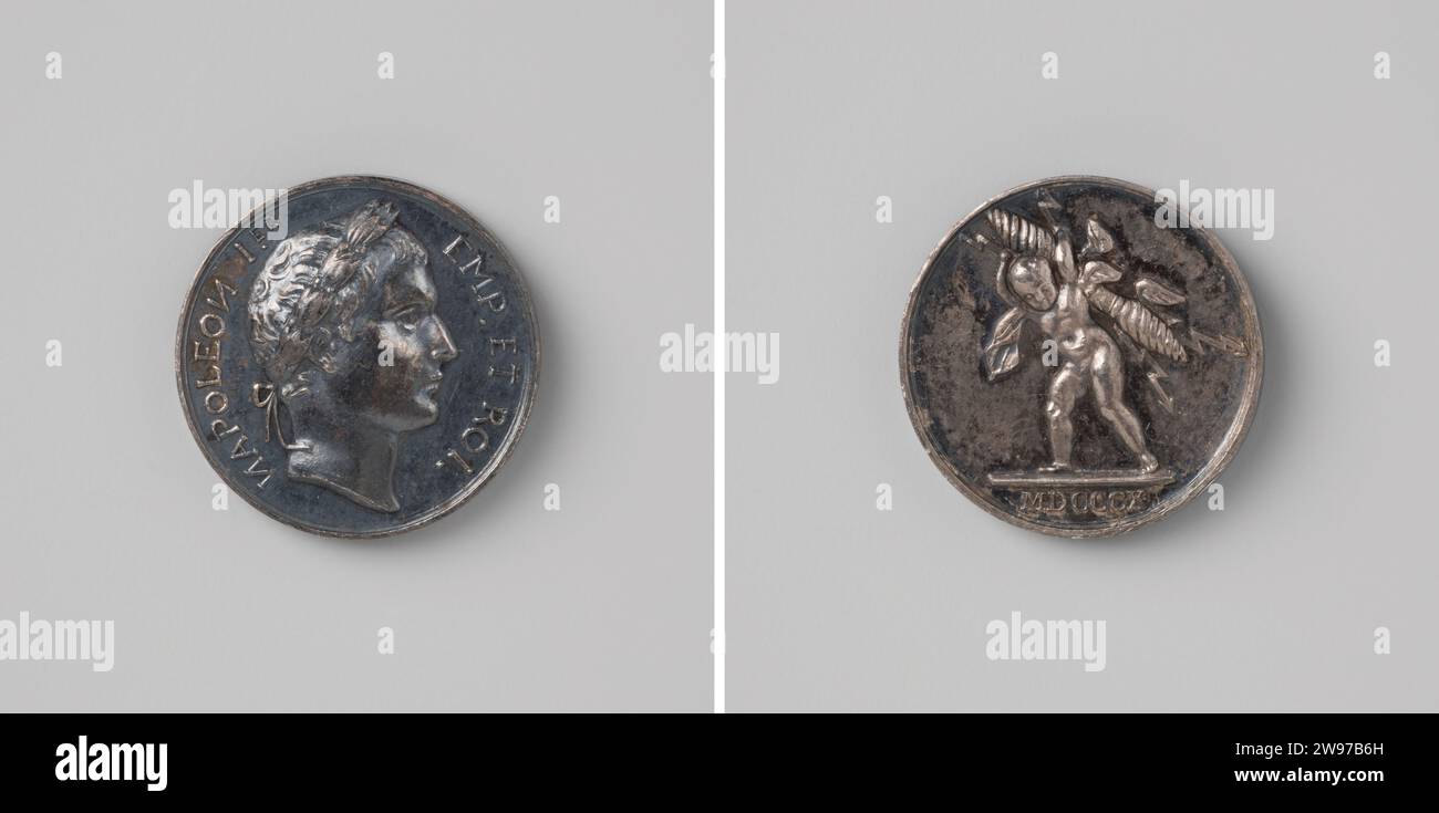 Napoleon I Bonaparte, Keizer der Fringen, Anonymous, 1810 Silver medal ...