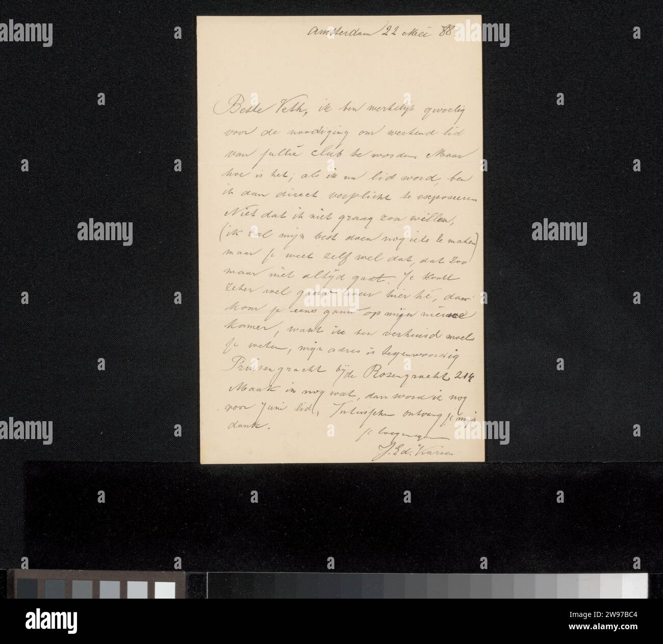 Letter to Jan Veth, Eduard Karsen, 1888 letter Amsterdam paper. ink ...