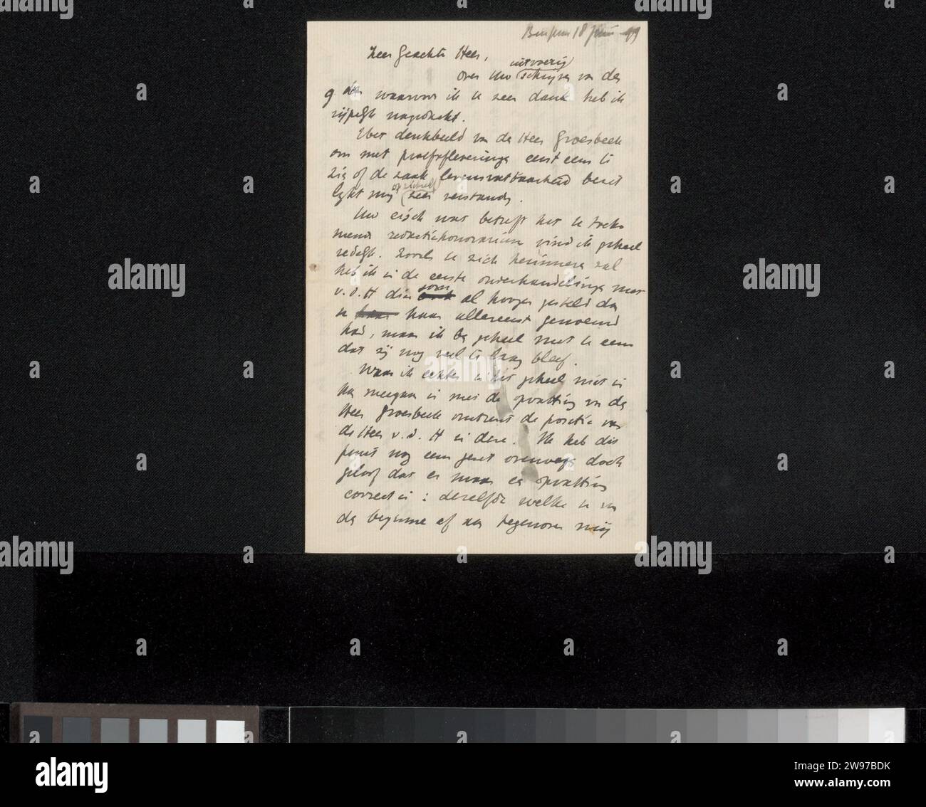 Letter to Cornelis Hofstede de Groot, Jan Veth, 1899 letter Bussum ...