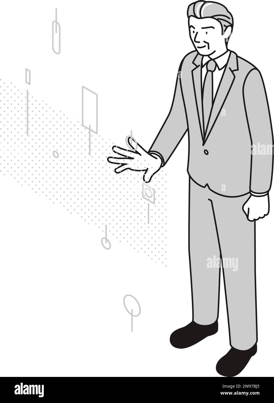 Image of DX, senior male operating a panel floating in the air ...