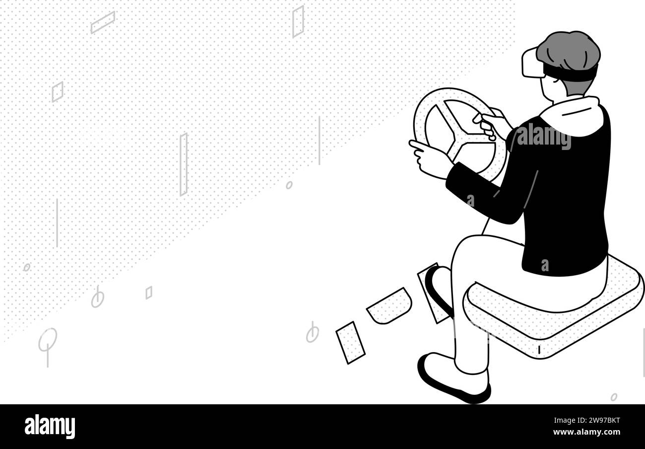 Image of DX, man driving a car and playing a racing game in VR, Vector ...