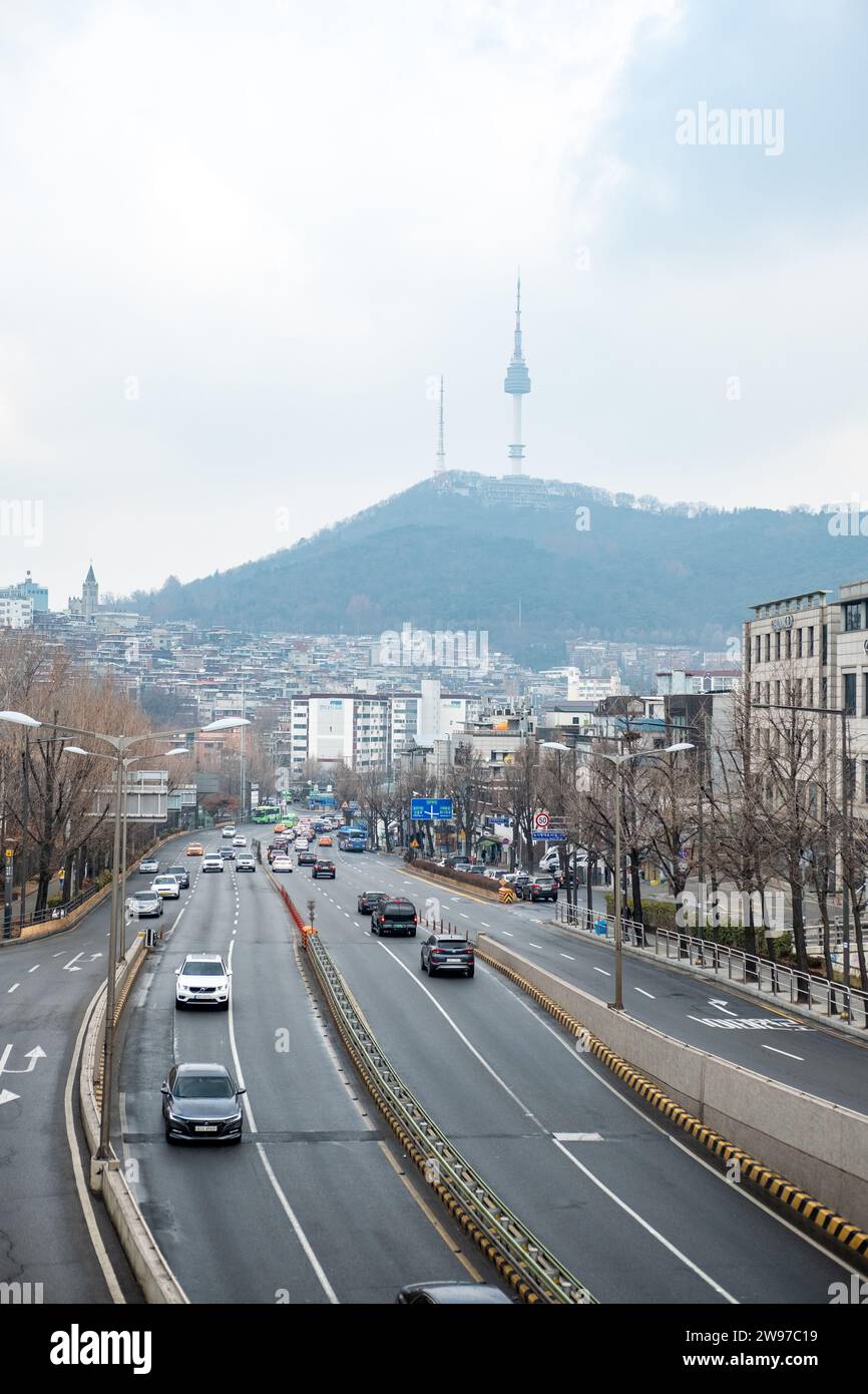 Seoul, South Korea - 19 February 2023: View of N Seoul Tower from ...