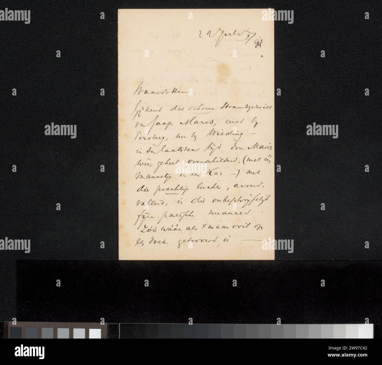 Letter to Jan Veth, Abraham Bredius, 1891 letter paper. ink writing ...