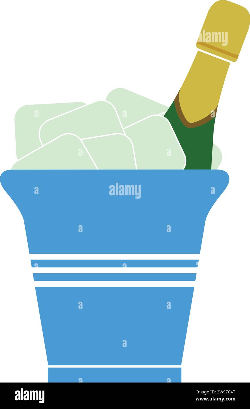 Wine with ice color vector | Bottle of champagne with ice bucket | ice ...