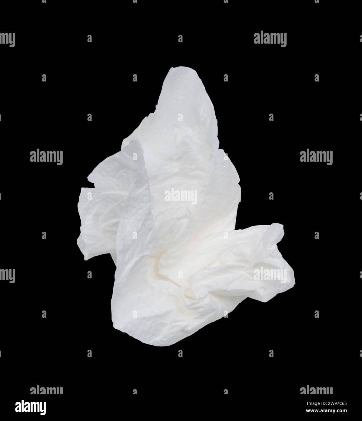 Single screwed or crumpled tissue paper or napkin after use in toilet ...