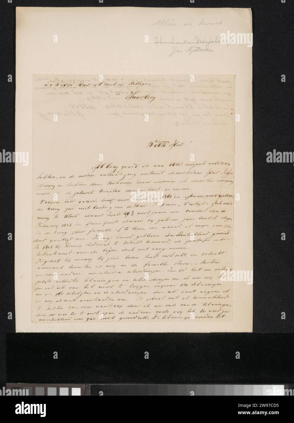 Letter to Adriaan van der Willigen, Hendrik Jan van RENFFTH, 1839 ...