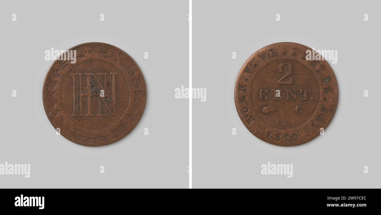 2 centimes from the Kingdom of Westphalia of Jérome Napoléon, 1810 ...