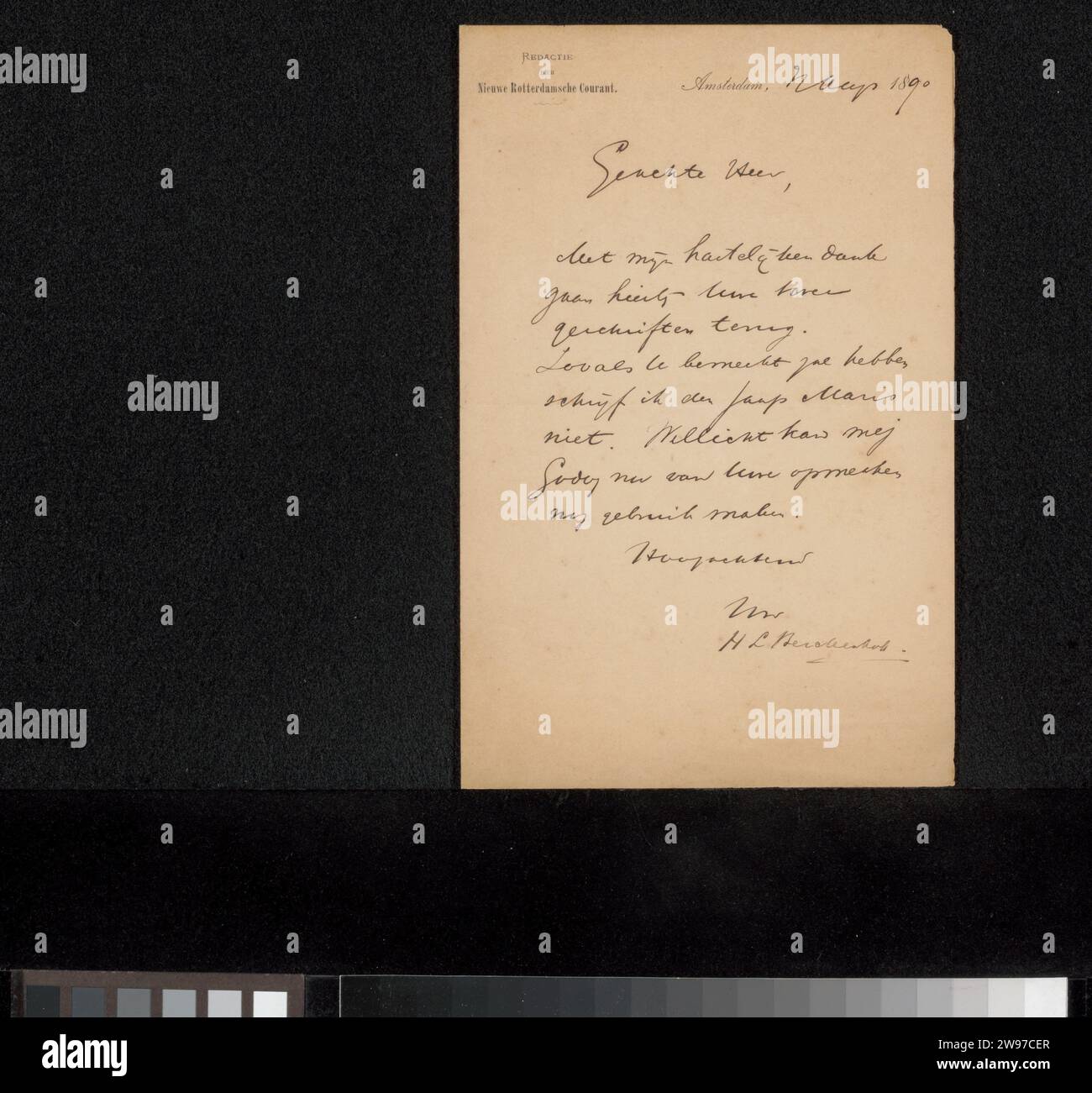 Letter to Philip Zilcken, 1890 letter Amsterdam paper. ink writing ...