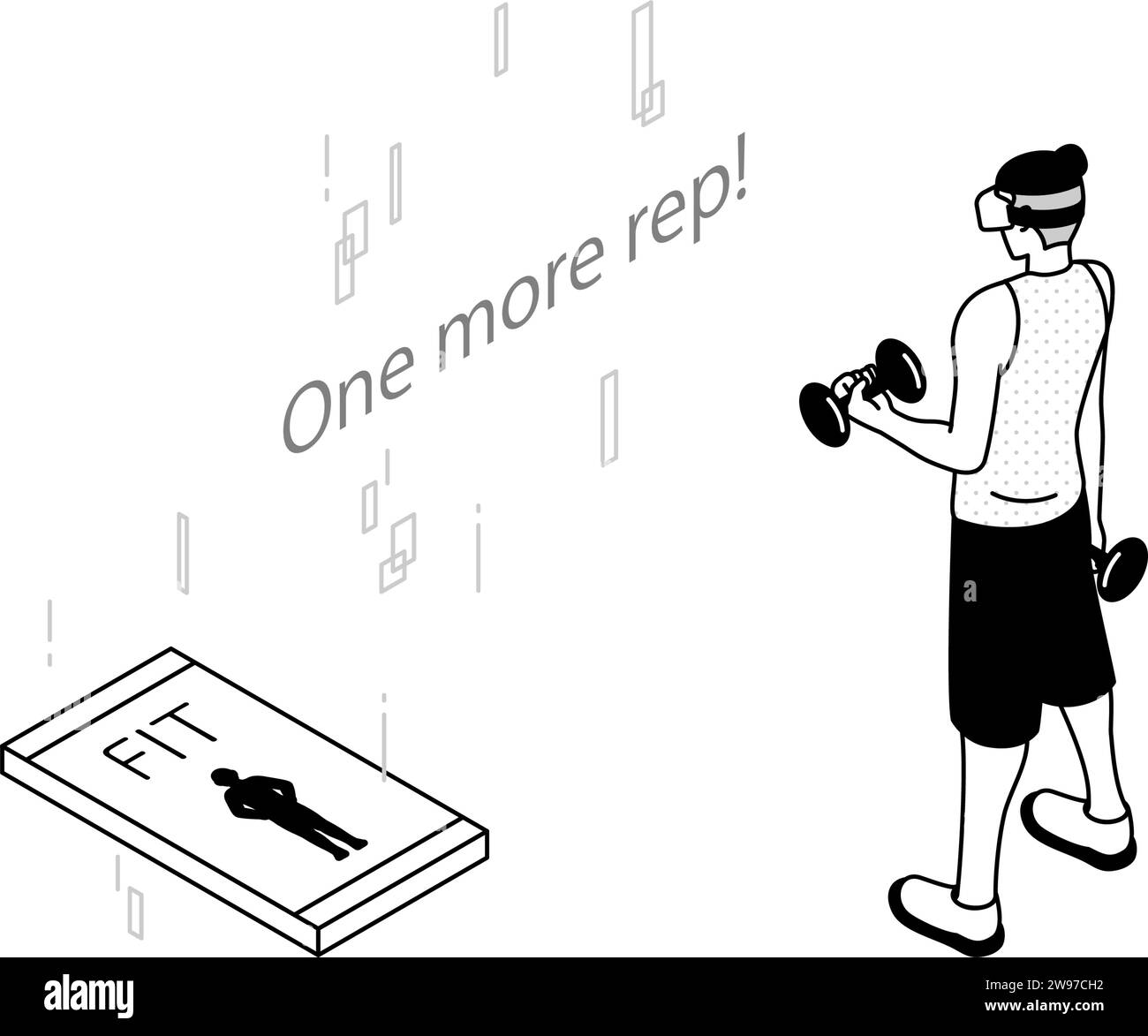 Dumbbell man back view Stock Vector Images - Alamy