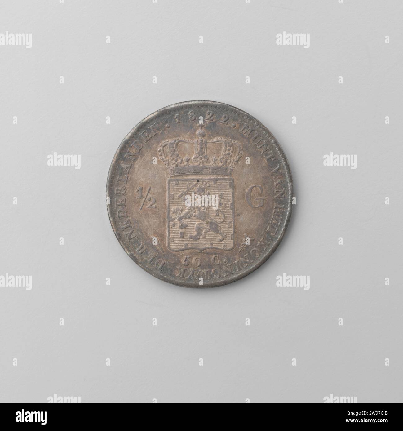 Dutch ½ guilder, 1822, Willem I (King of the Netherlands), 1822 coin ...