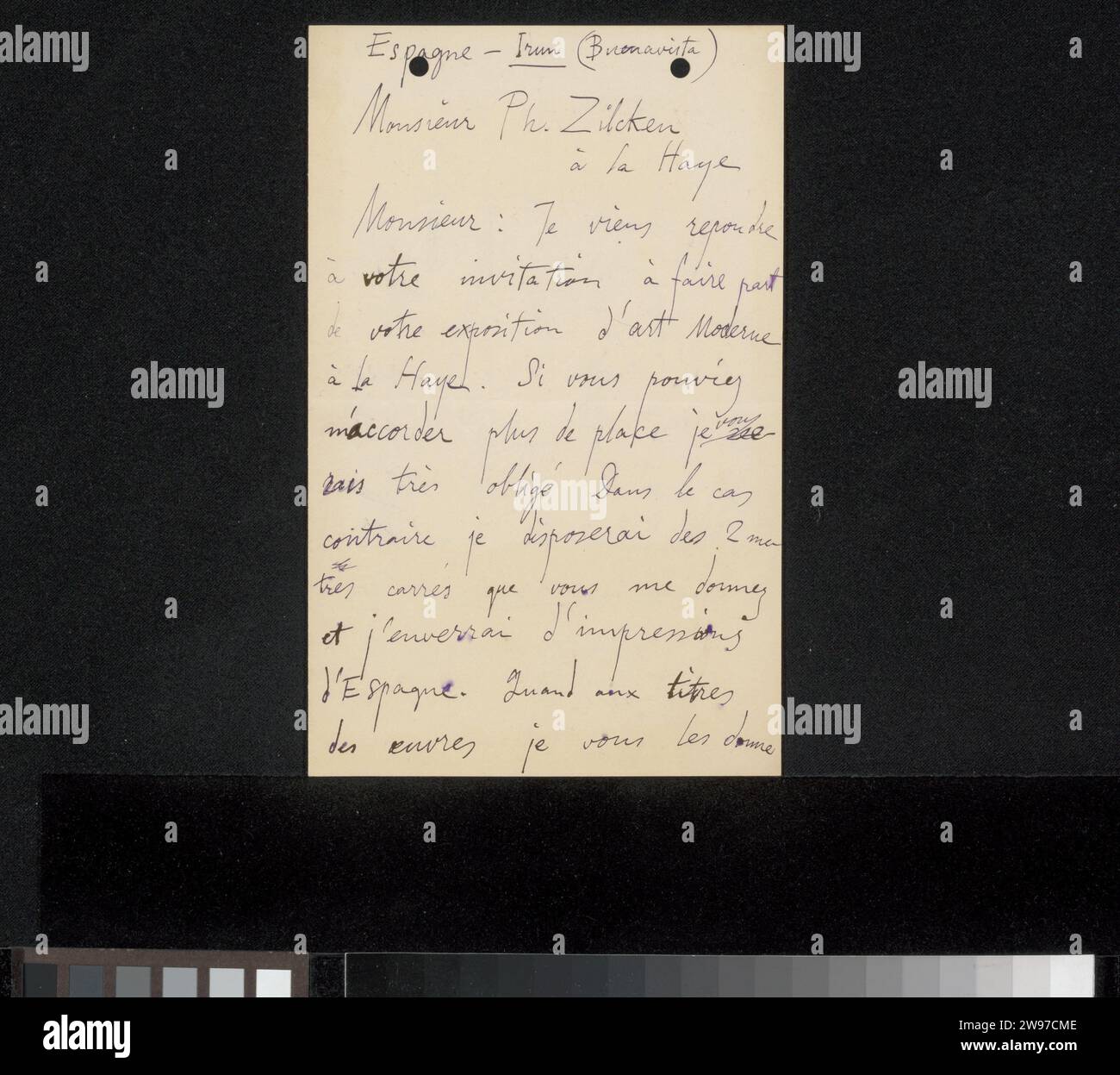 Brief Aan Philip Zilcken, Darío de Regoyos and Valdés, 1867 - 1913 ...