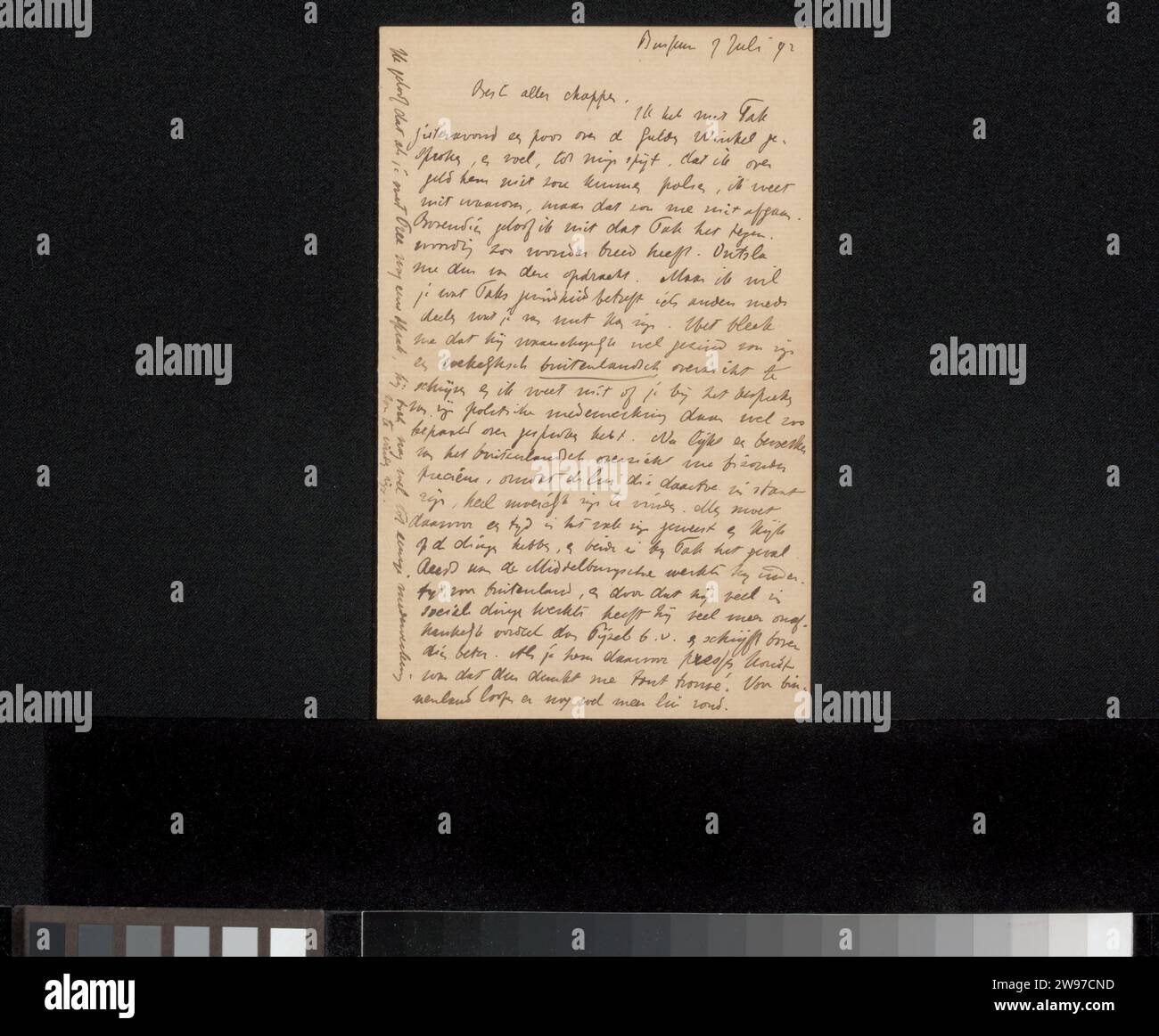 Letter to Chap van Deventer, Jan Veth, 1892 letter Bussum paper. ink ...