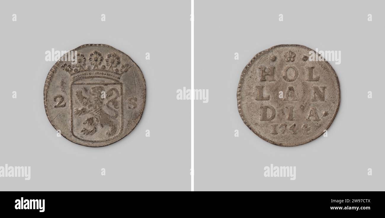Dutch double penny, 1744, province of Holland, 1744 coin Silver coin ...