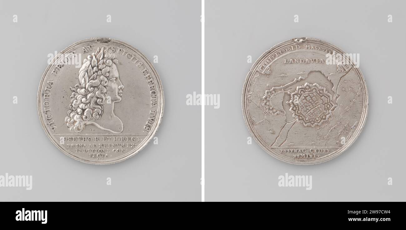 Conquest of Landau by Joseph I, Georg Hautsch, 1702 history medal ...