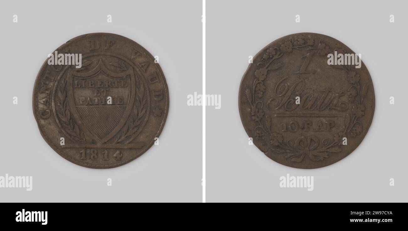 Batz or 10 Rappe from the canton Vaud, 1814 ,, 1814 coin Silver coin ...