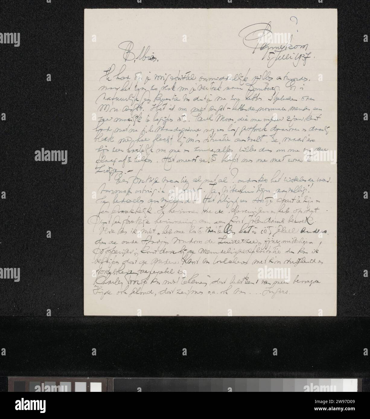 Letter to Mien Cambier van Nooten, Dick Ket, 1937 letter Bennekom ink ...