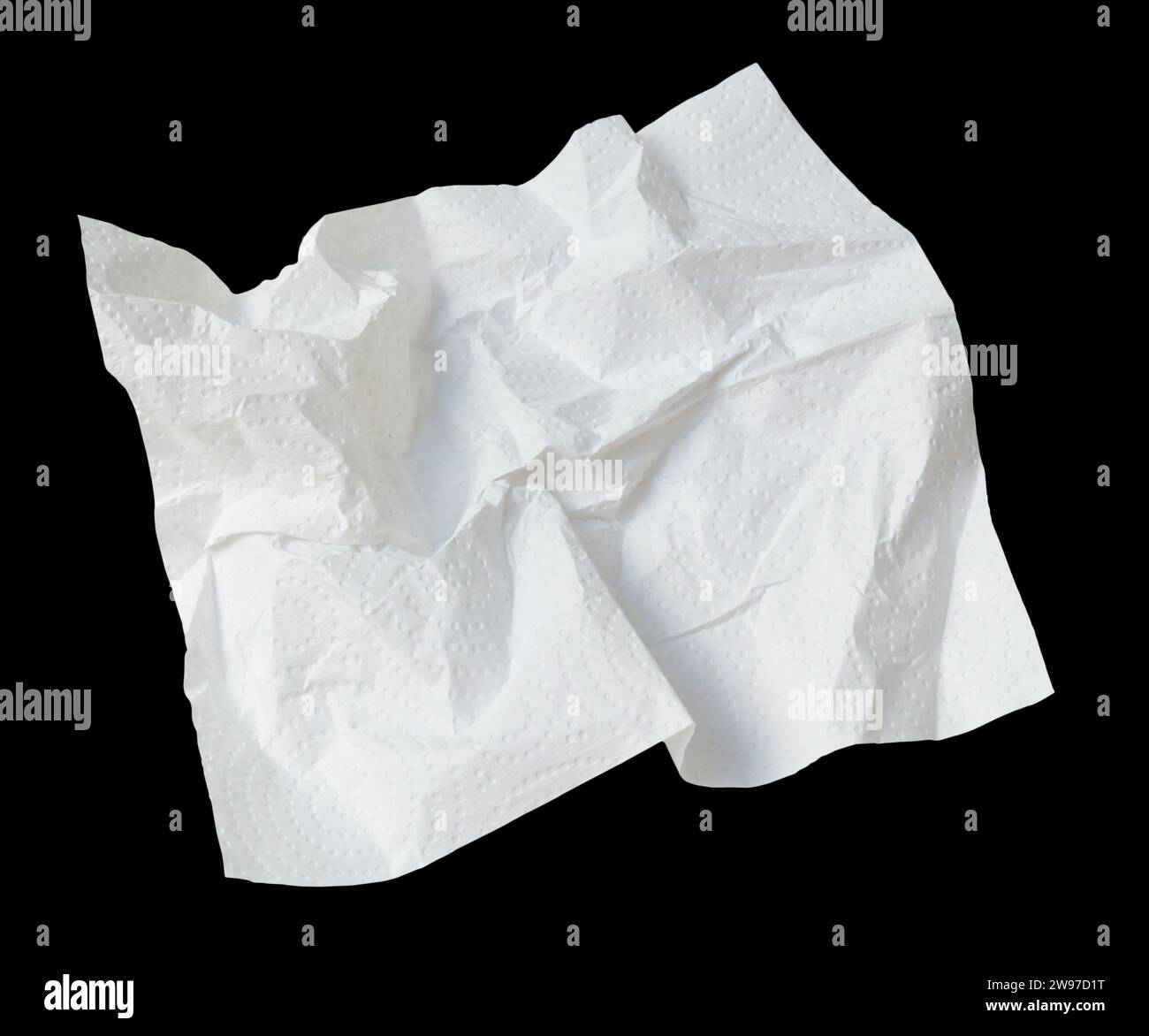 Wrinkled or crumpled white stencil or tissue paper after use in toilet ...