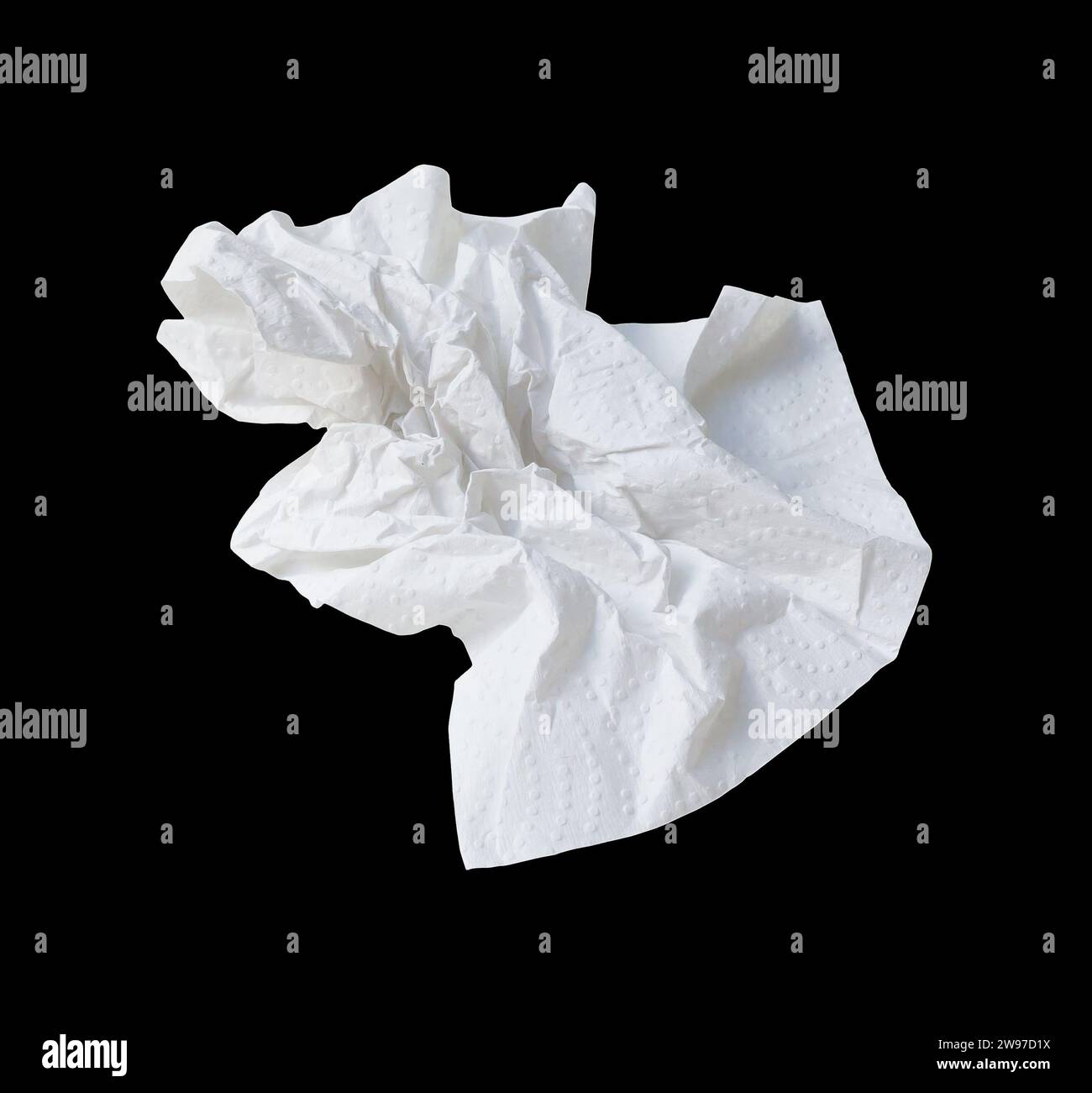 Wrinkled or crumpled white stencil or tissue paper after use in toilet ...