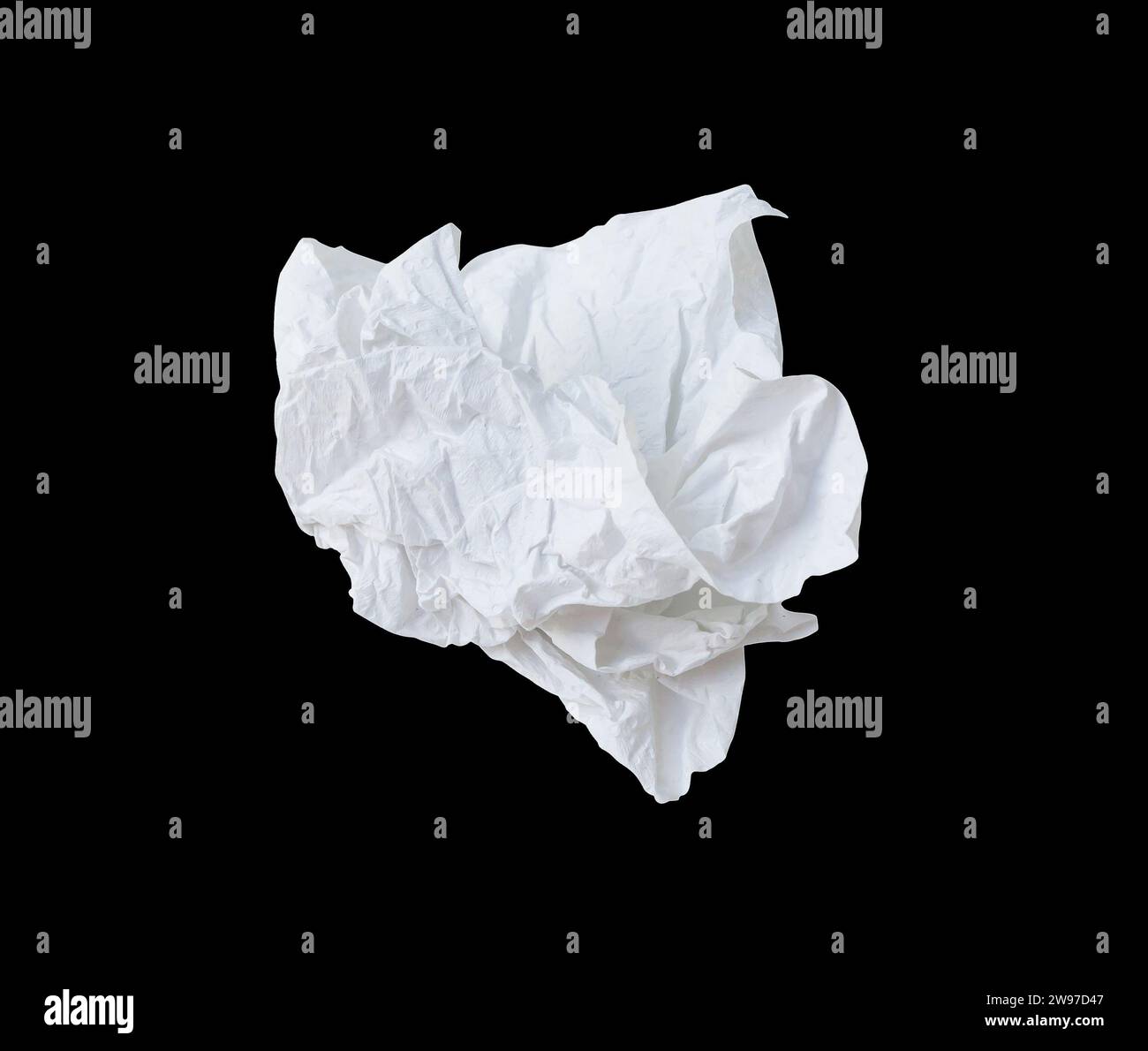 Single wrinkled or crumpled tissue paper or napkin in strange shape ...