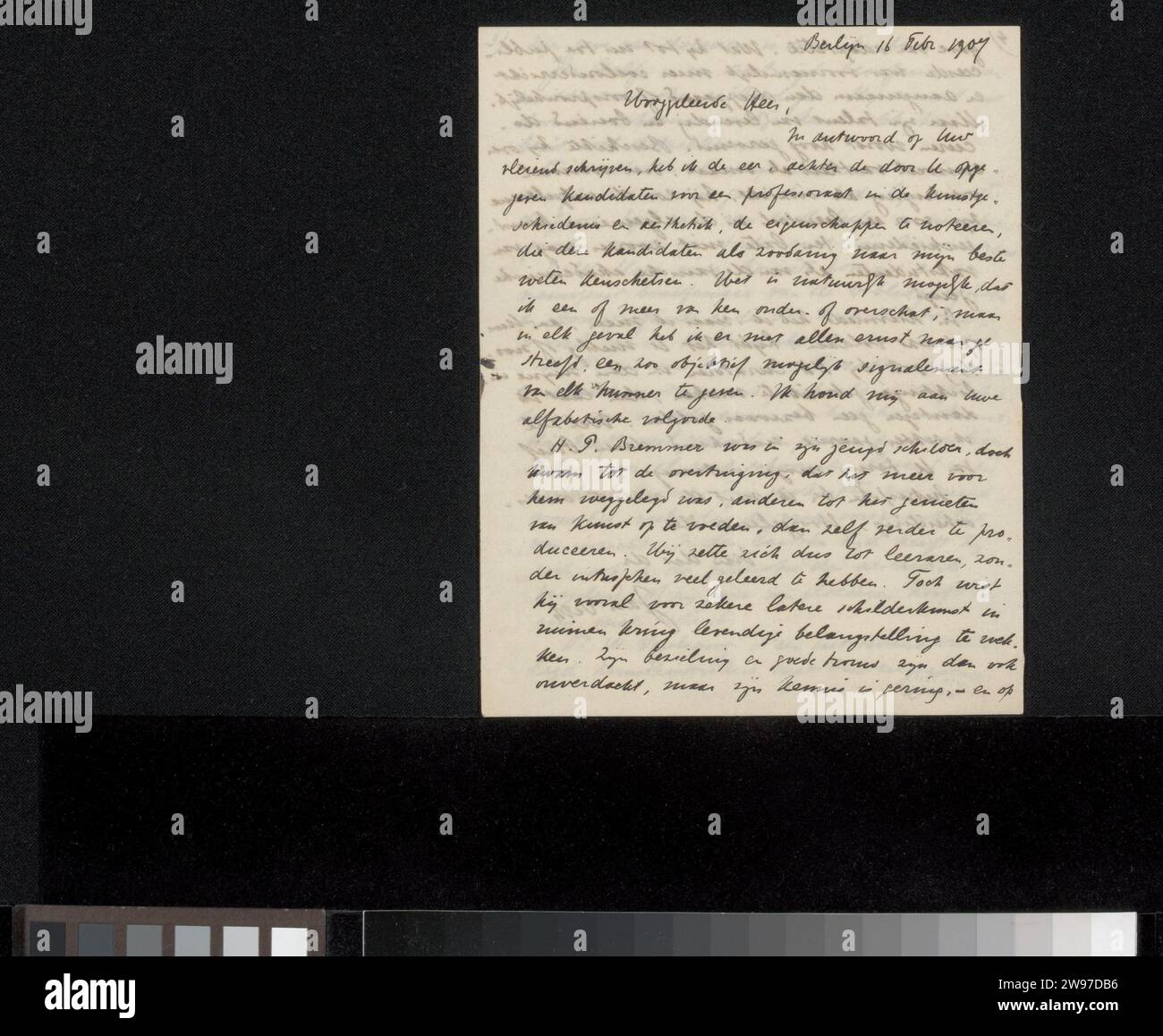 Letter to Samuel Muller (1848-1922), Jan Veth, 1907 letter Berlin paper ...