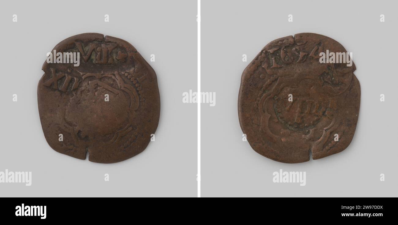 12 Maravedis Uit Spanje Van Koning Philips IV, 1634, 1663 coin Copper ...
