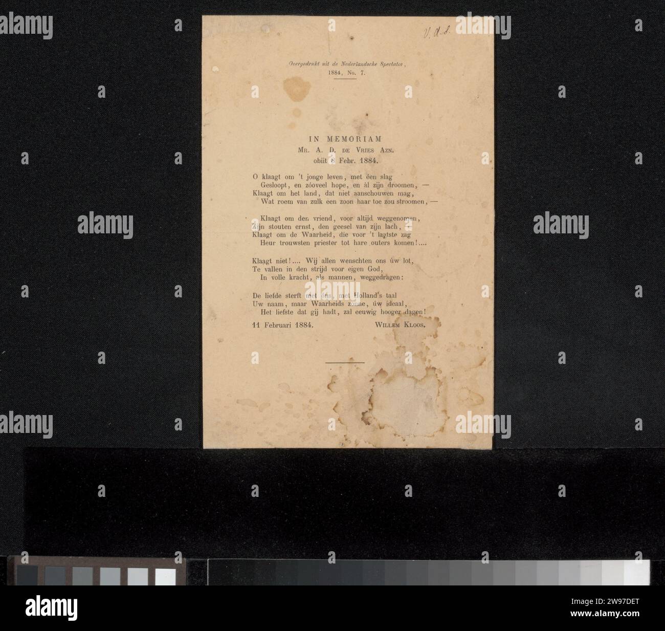 In Memoriam Adrianus Daniël de Vries from Archive Jan Veth, Willem ...