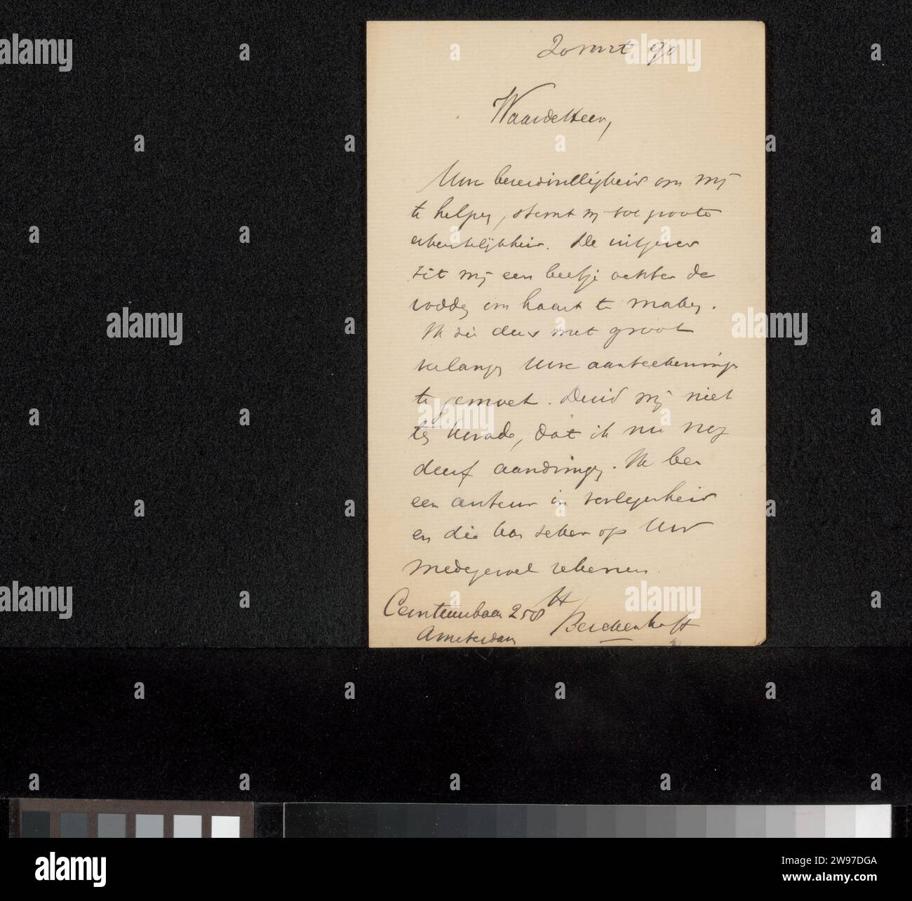 Letter to Philip Zilcken, 1890 letter Amsterdam paper. ink writing ...