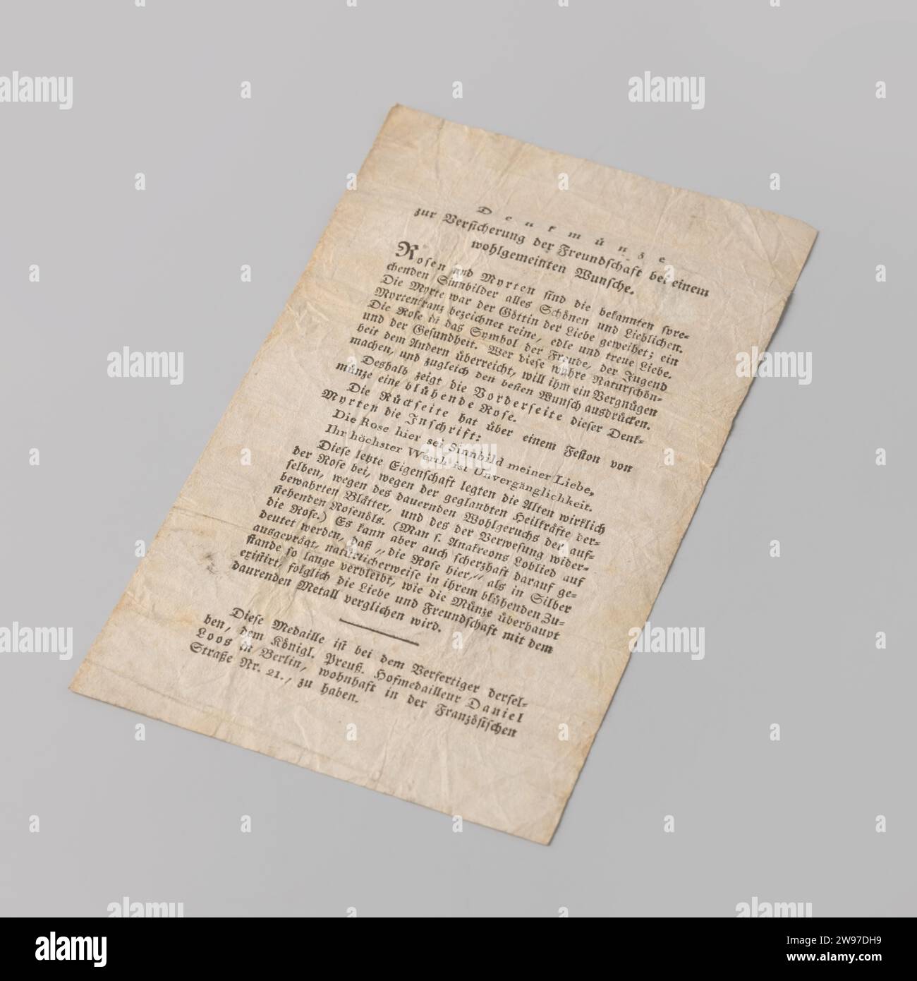 Declaration of the Penning Blühende Rose of the Loos firm in Berlin ...