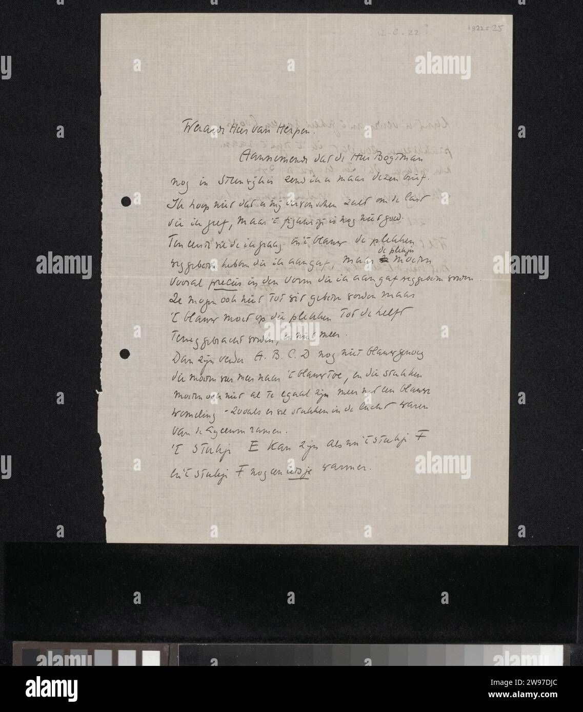 Letter to Mr Van Herpen, Richard Nicolaüs Roland Holst, c. 1922 letter ...