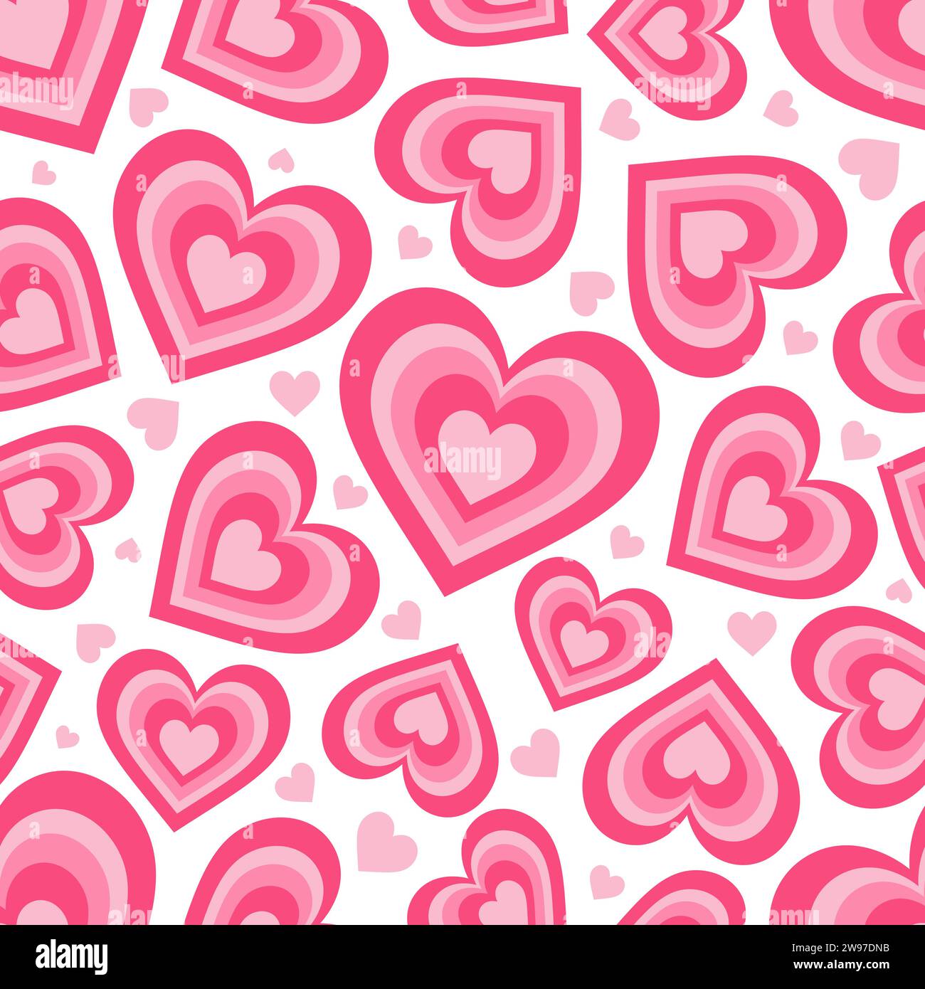 Y2k seamless pattern with hearts. Retro abstract groovy background ...