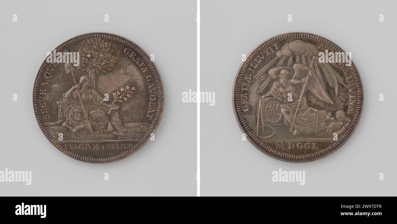 Start of the year 1750, Johan George Holtzhey, 1750 Silver medal. Front ...