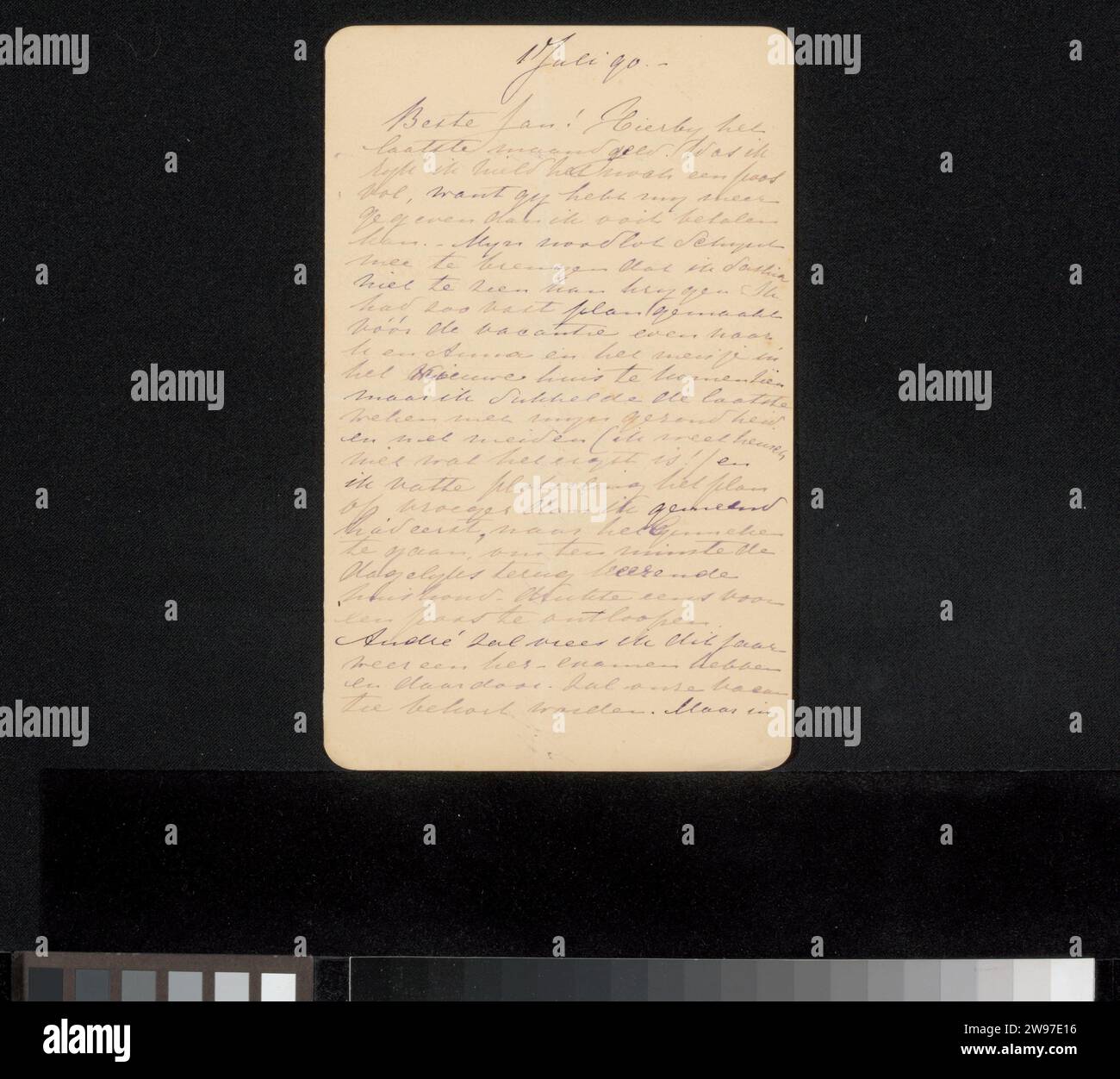 Letter to Jan Veth, Jacoba Cornelia Jolles-Singels, 1890 letter paper ...