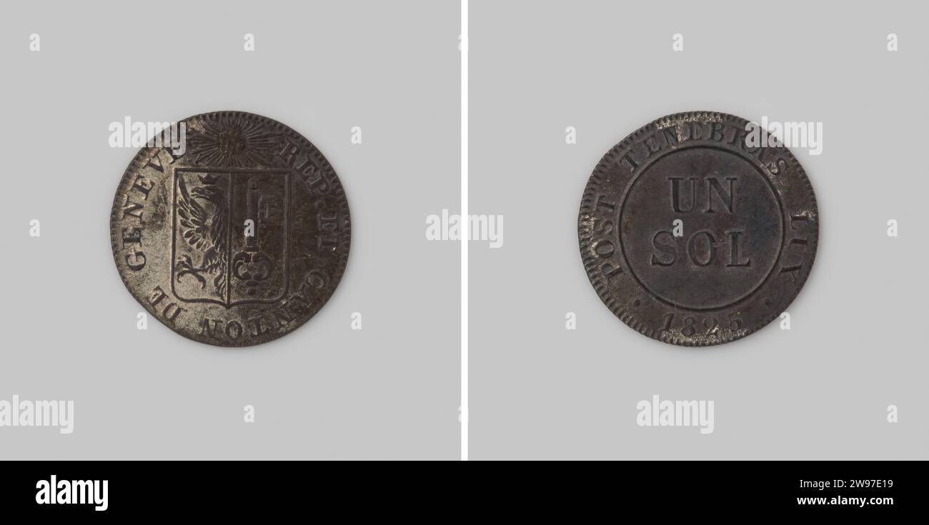 Sol from the canton of Geneva, 1825 ,, 1825 coin Silver coin. Front ...