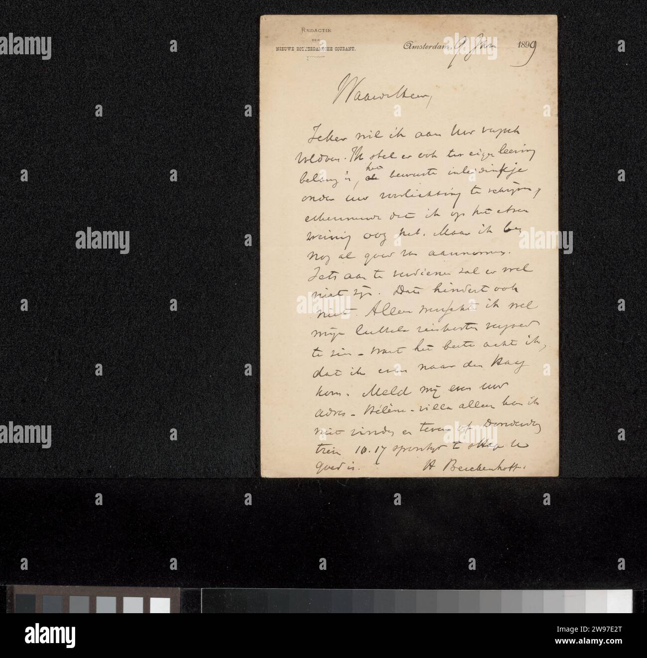 Letter to Philip Zilcken, 1899 letter Amsterdam paper. ink writing ...