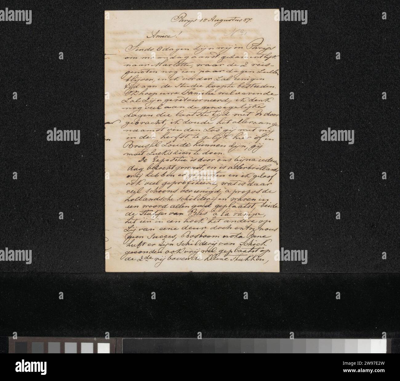 Letter to Anonymous, Louwrens Hanedoes, 1857 letter Paris paper. ink ...