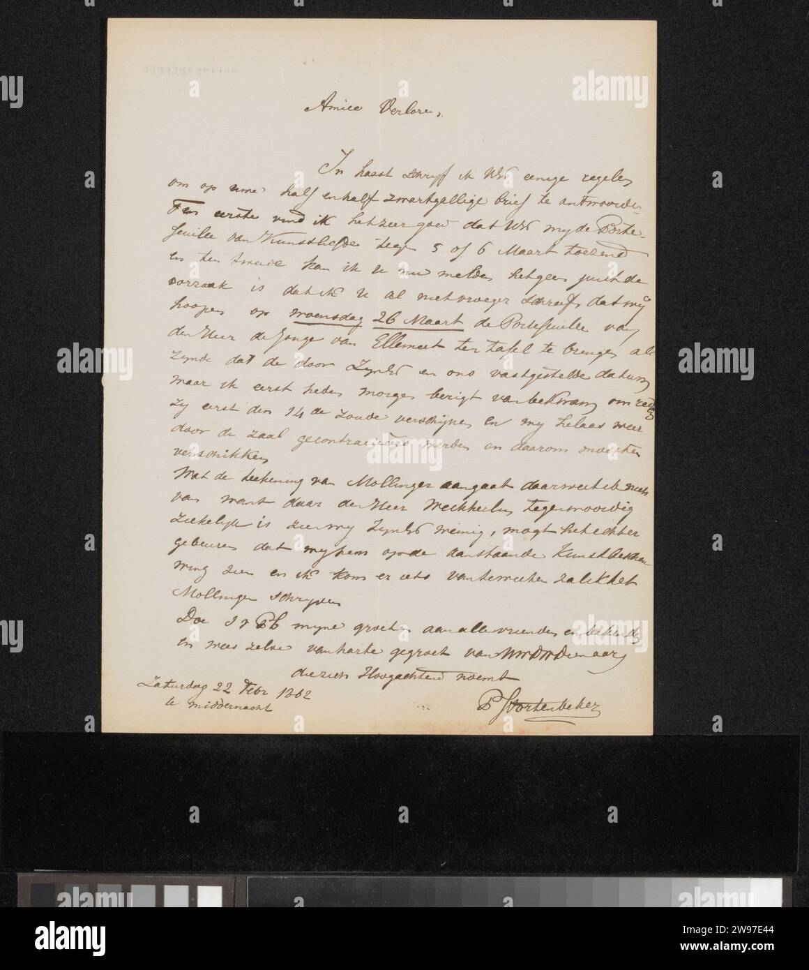 Letter to Pieter Lost from Themaat, Pieter Stortenbeker, 1862 letter ...
