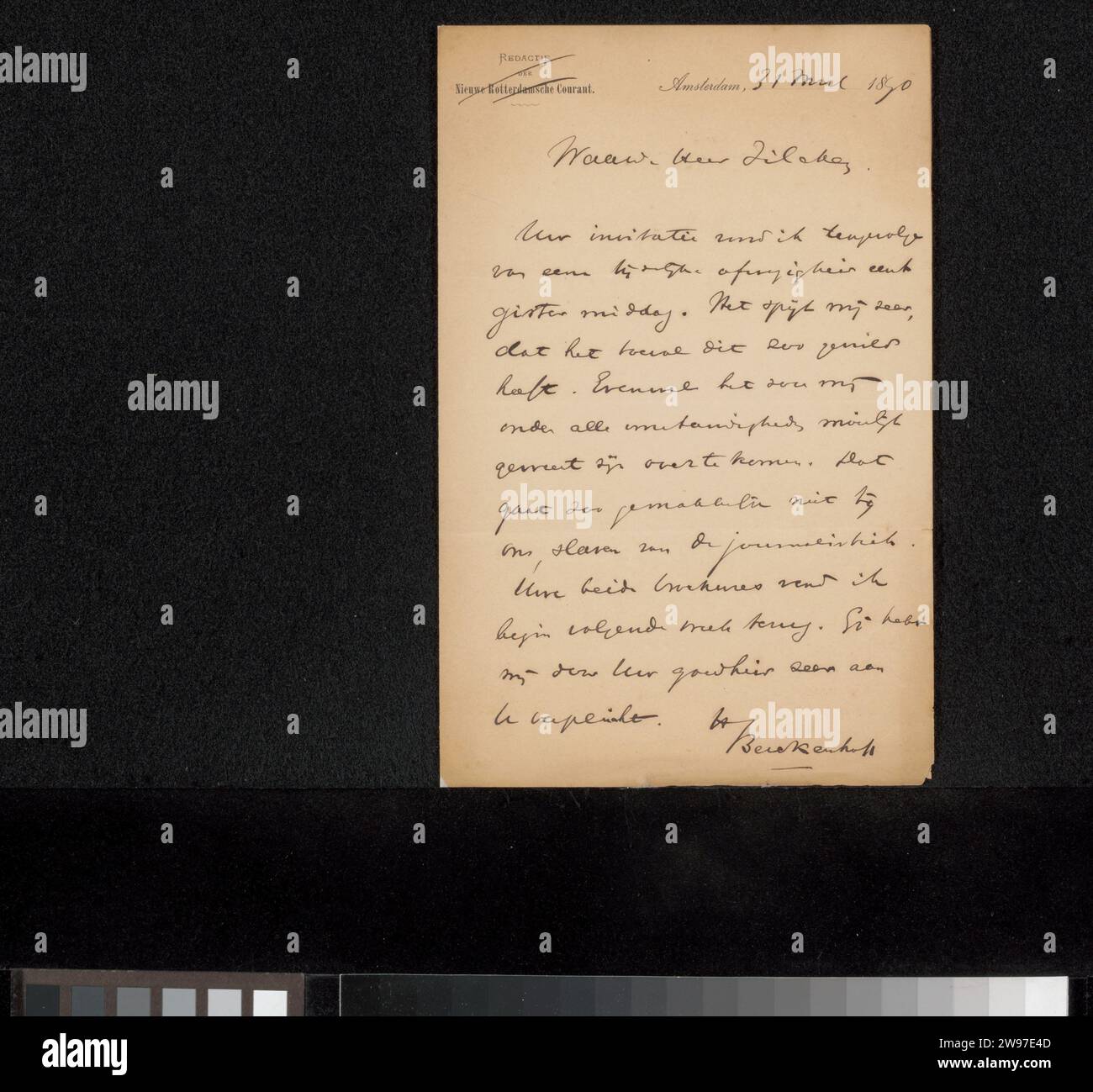 Letter to Philip Zilcken, 1890 letter Amsterdam paper. ink writing ...