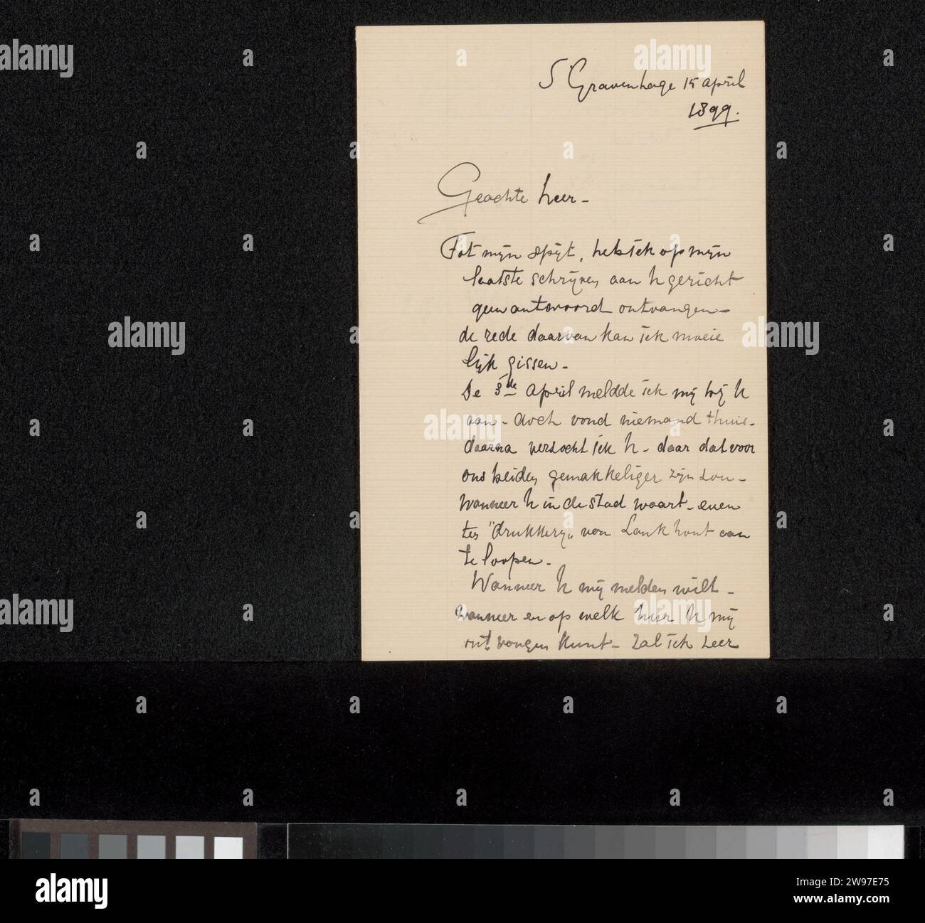 Letter to Philip Zilcken, 1899 letter The Hague paper. ink writing ...