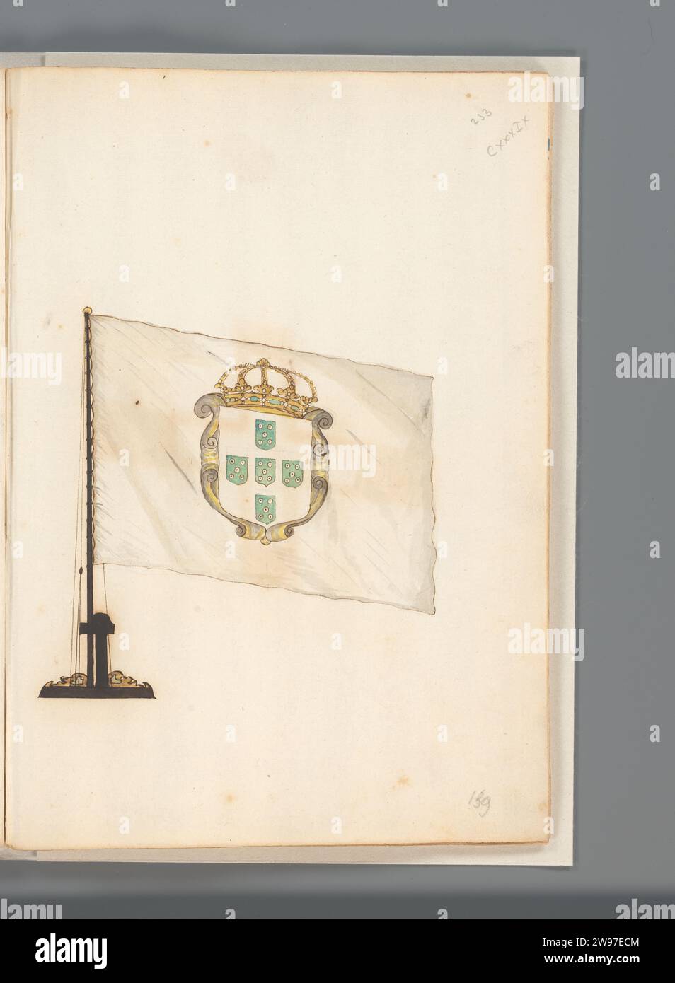 Portugal flag, Anonymous, 1667 - 1670 drawing Flag of Portugal. White ...