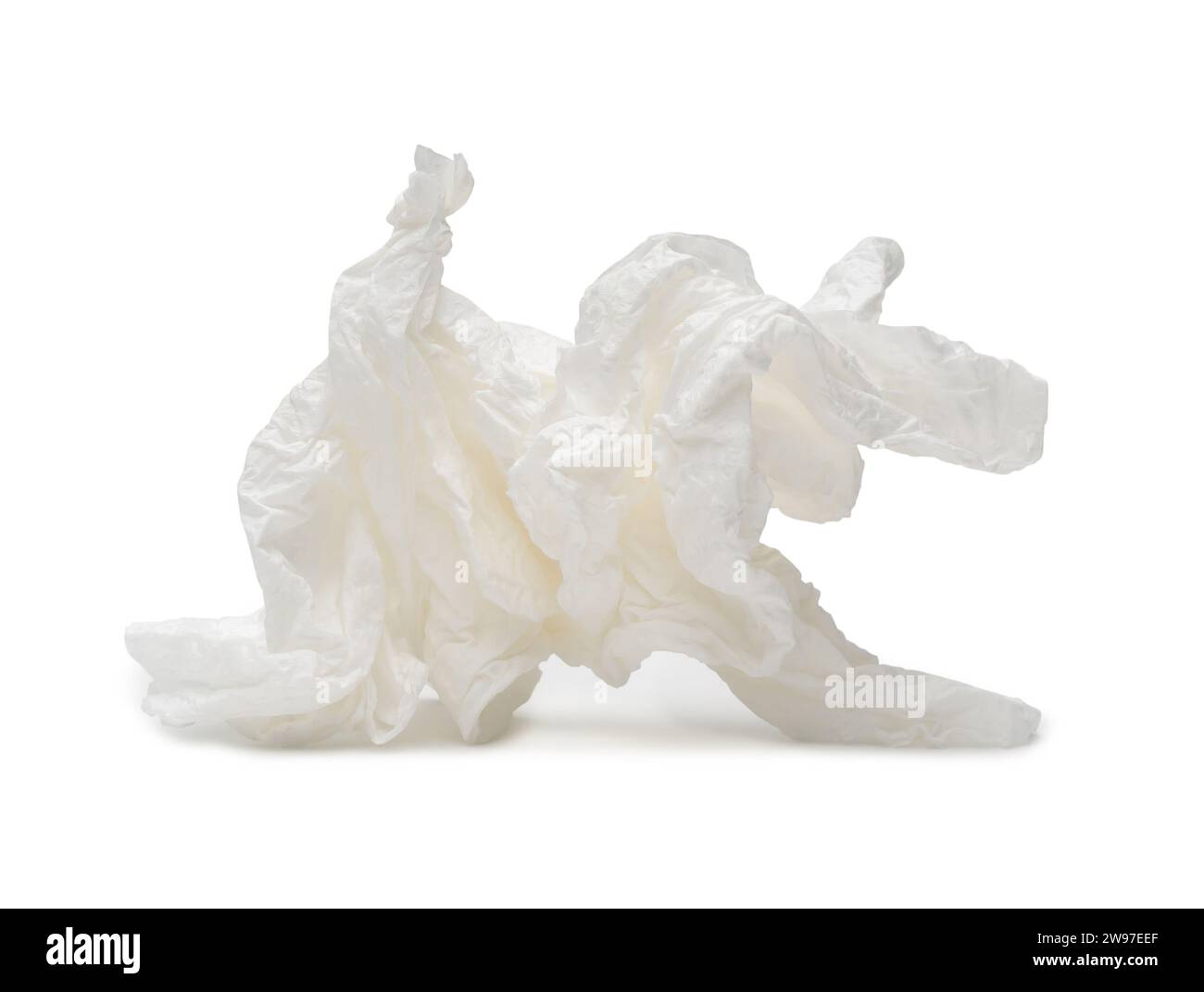 Single white screwed or crumpled tissue paper or napkin in strange ...