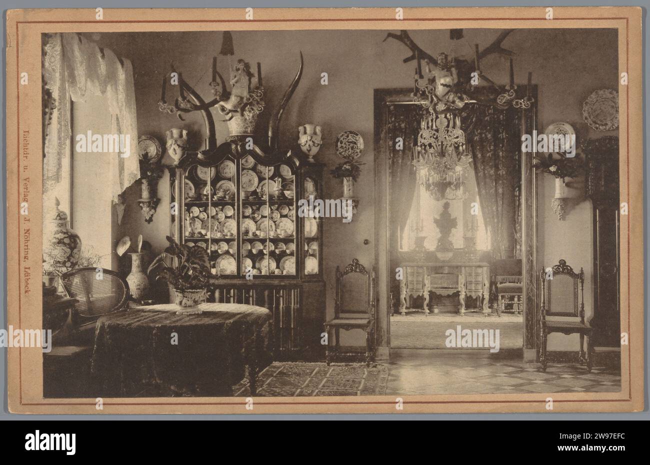 Interior of Barthold Suermondt in Aachen, Johan Nöhring, c. 1860 - c. 1871 cabinet photograph ...
