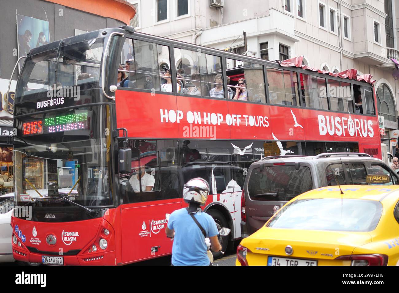 Istanbul Turkey 12 may 2023. Red Big Bus Double decker tourist Tour bus ...