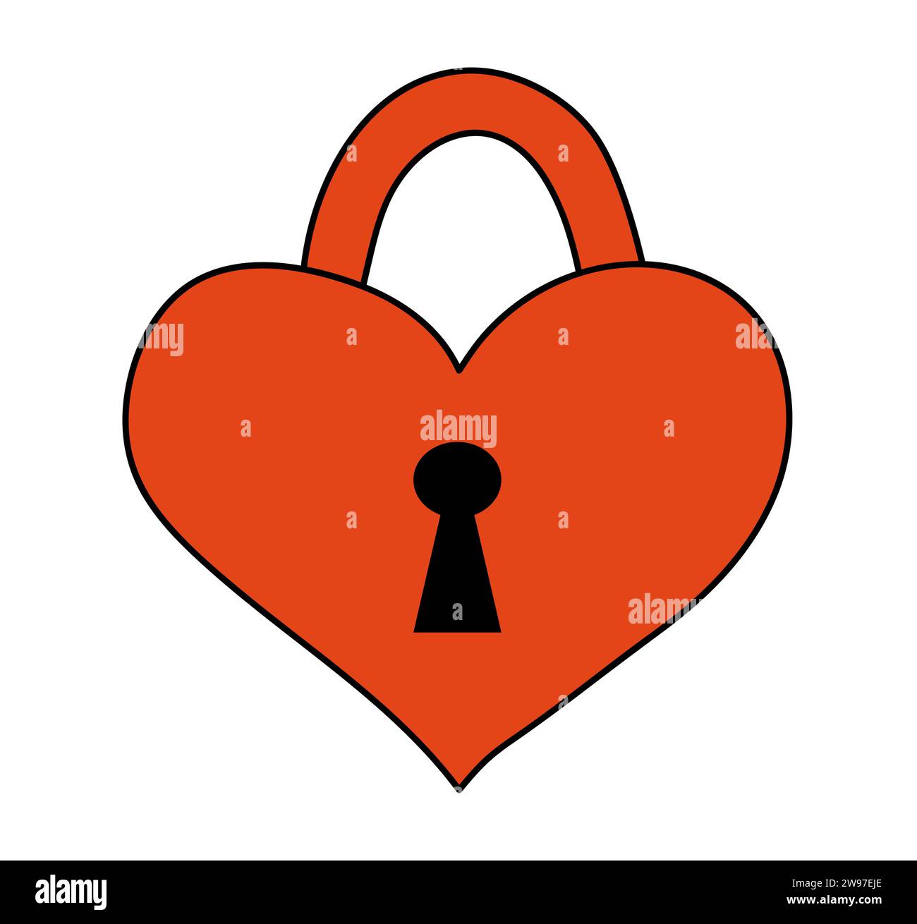 Red padlock in form heart. Valentine day element. Vector flat ...