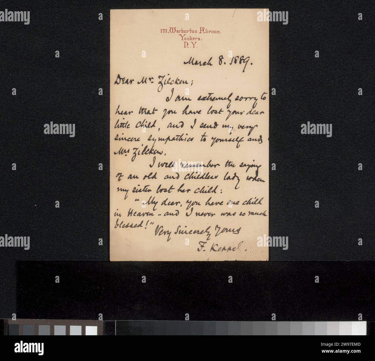 Letter to Philip Zilcken, Frederick Keppel, 1889 letter New York (city ...