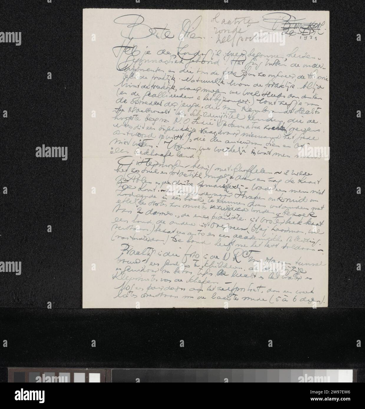 Letter to Mien Cambier van Nooten, Dick Ket, 1939 letter Bennekom paper ...