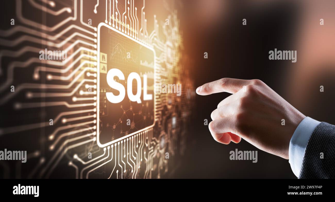 SQL Structured Query Language. Technology concept. Icon virtual screen ...