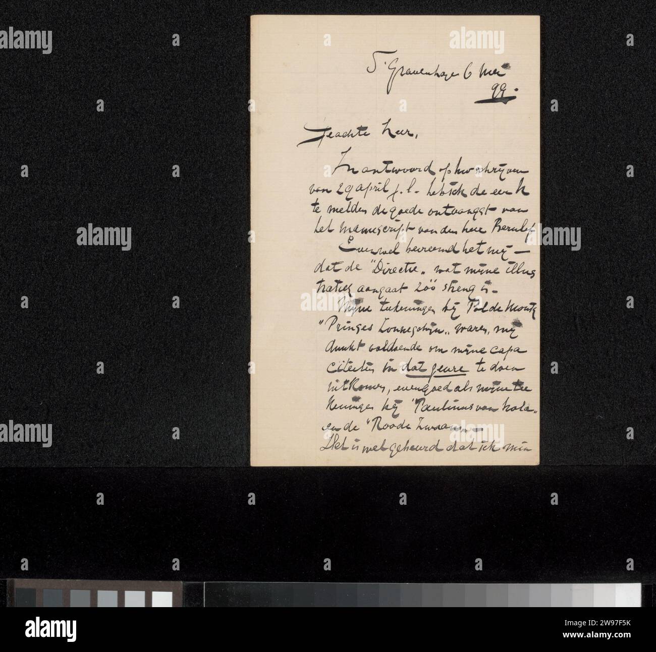 Letter to Philip Zilcken, 1899 letter The Hague paper. ink writing ...