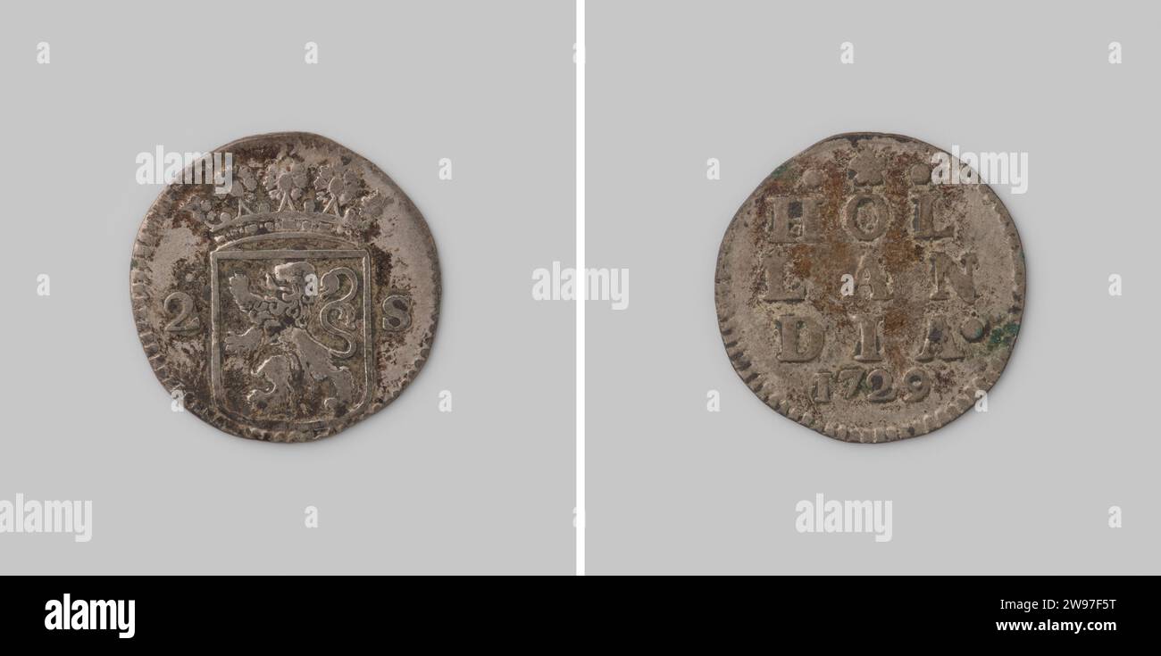Dutch double penny, 1729, province of Holland, 1729 coin Silver coin ...