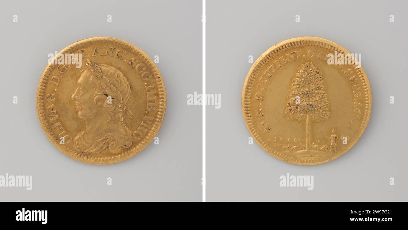 Dood van Cromwell, Thomas Simon (copy after), 1658 history medal Golden ...
